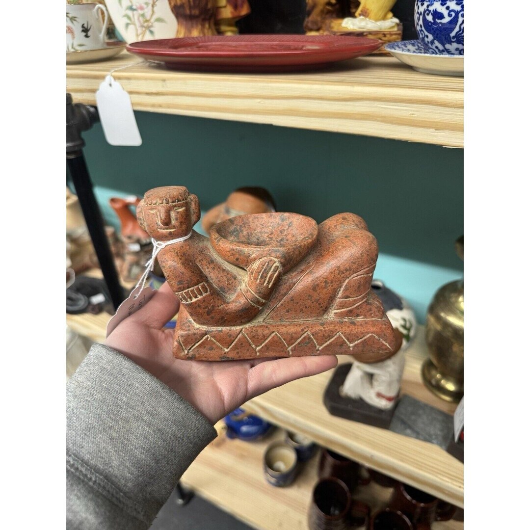 Vintage Mexican Clay Pottery Small Statue Mayan Aztec Figure Man ...