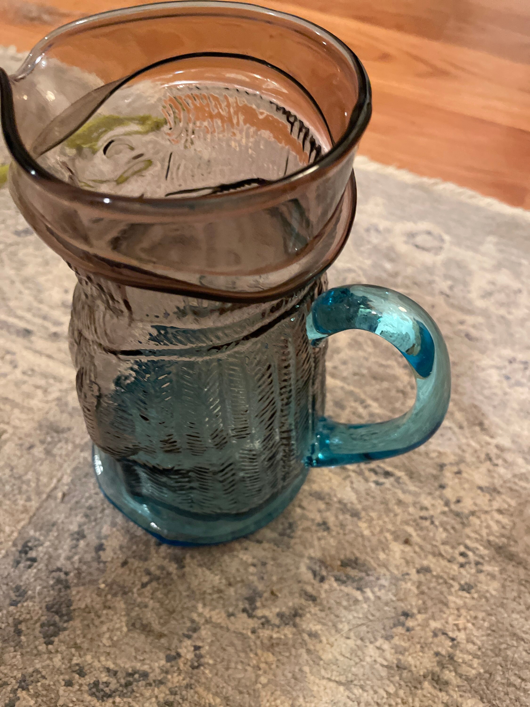 Vintage 1940s Beacon Art Glass Blue Purple Shaded Handled Toby Jug ...