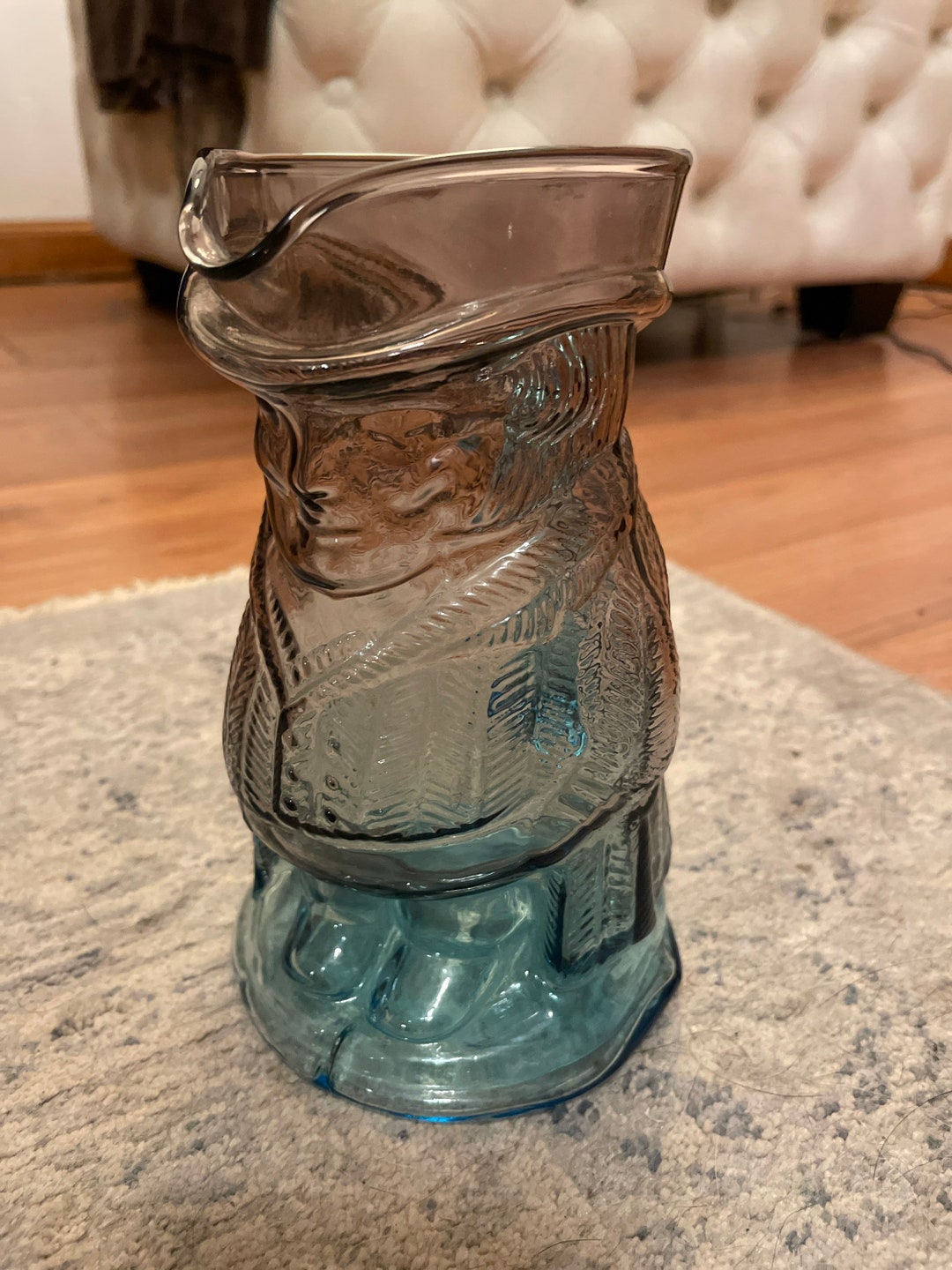 Vintage 1940s Beacon Art Glass Blue Purple Shaded Handled Toby Jug ...