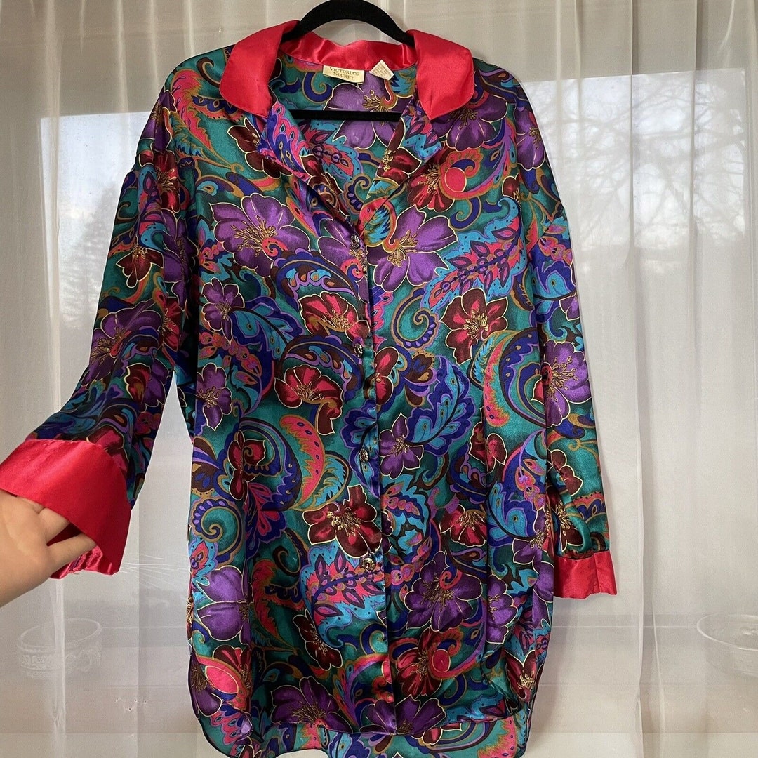 Victorias Secret Gold Label Colorful Flower Pattern Long - Etsy