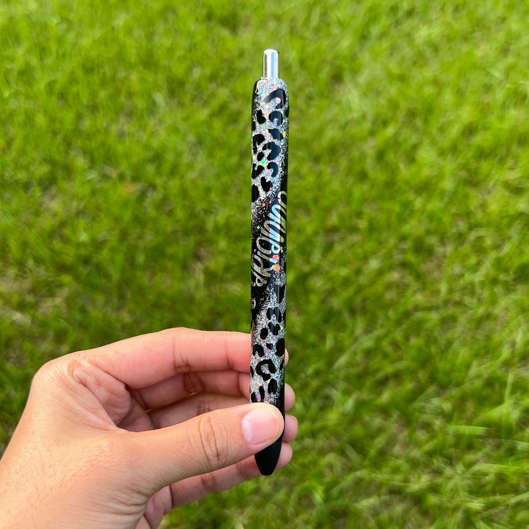 Personalized Black Swirl Glitter Pen - Etsy