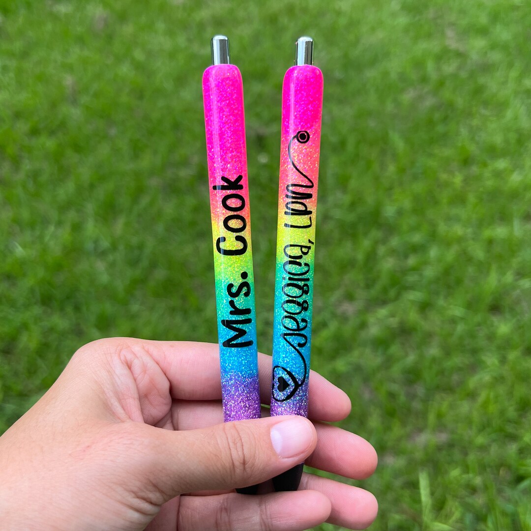Rainbow Ombre Glitter Pen – Neon Color Personalized Name Pen – Inkjoy ...