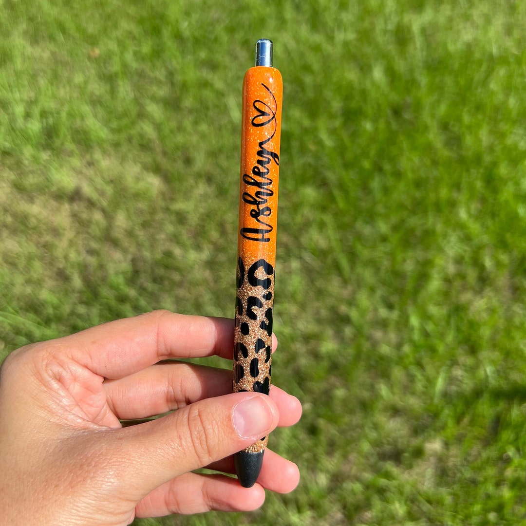 Orange and Gold Ombre Cheetah Pen – Personalized Name Pen – Inkjoy Gel ...