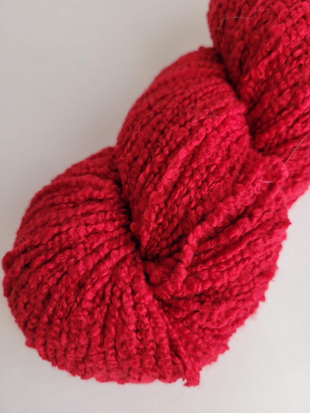 Hand Dyed Red Boucle Yarn - Loop Yarn Soft Merino Alpaca Wool Natural ...