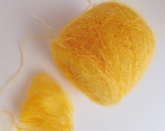 Mango Color-kid Mohair, Fluffy, Fuzzy Yarn, Shawl Yarn, Hand Dyed Indie ...