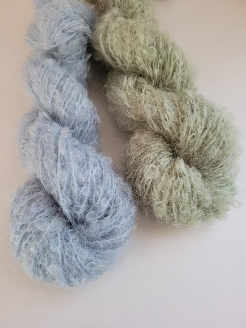 Pastel Blue,light Blue,bean Green Loop,hand Dyed Yarn,light and Full of ...
