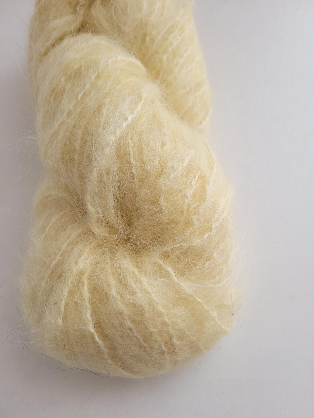 Butter Yellow,fuzzy Mohair, Wool Blend Worsted Weight Yarn 100 Grams (3 ...