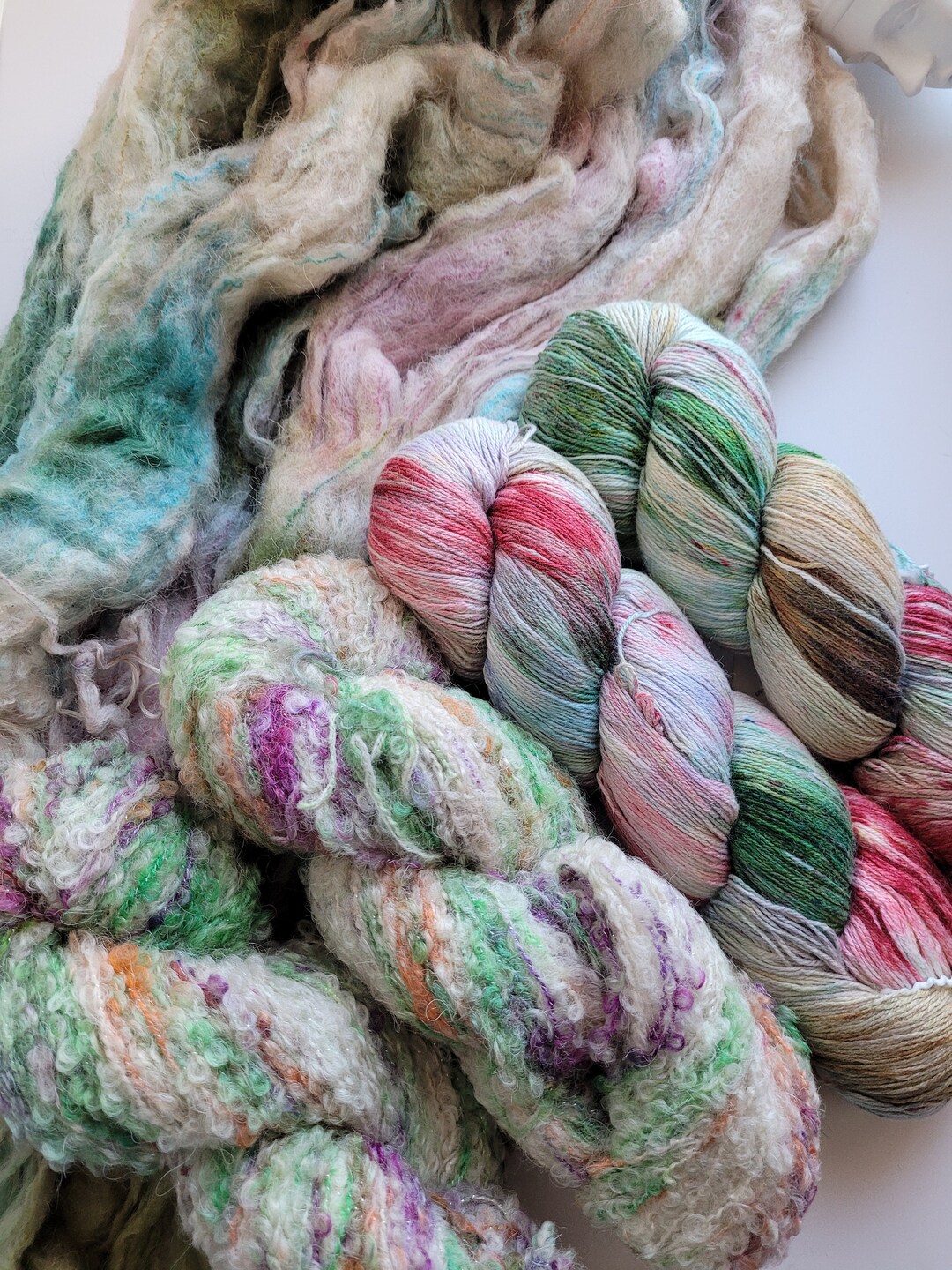 Breath of Spring Air-boucle Mohair Hand-dyed Semi-solid Yarn,boucle ...
