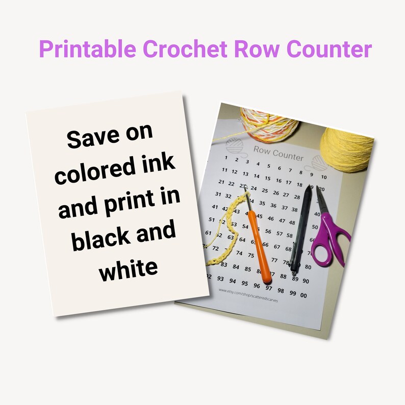 Printable Crochet Row Counter Knitting Row Counter Project - Etsy