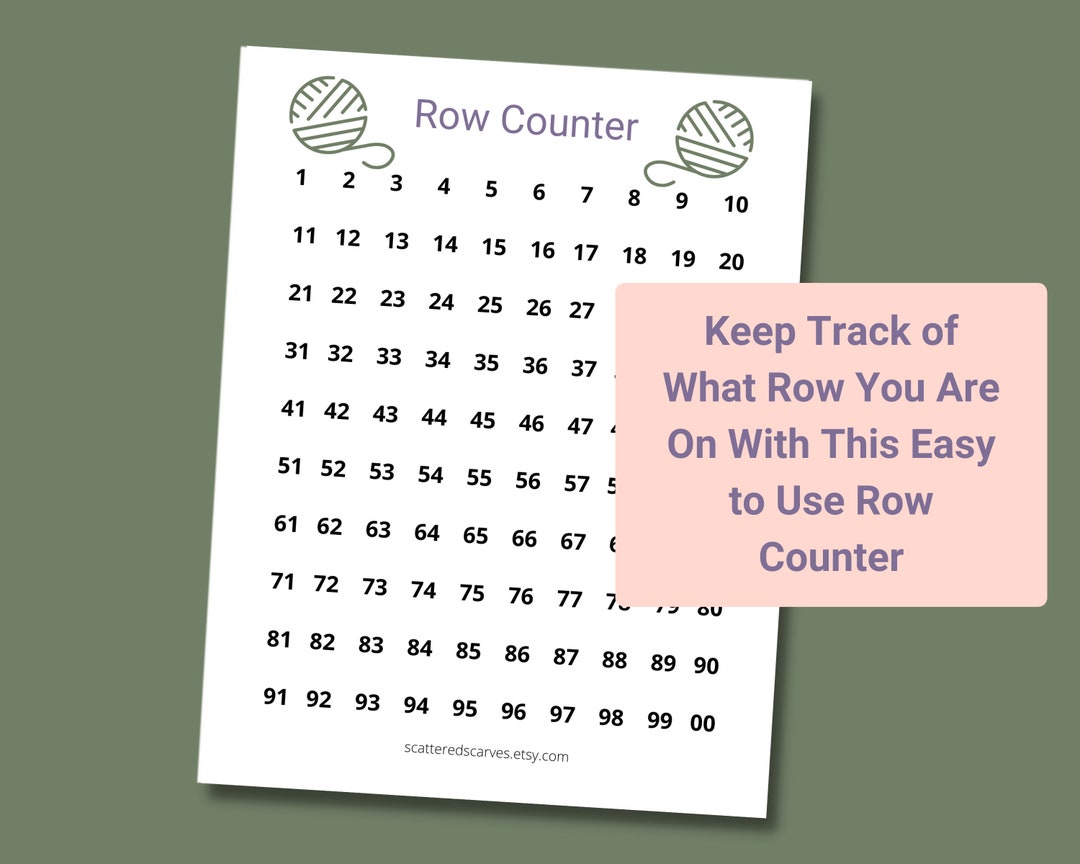 Printable Crochet Row Counter & Task Tracker: Knitting Project Planner ...