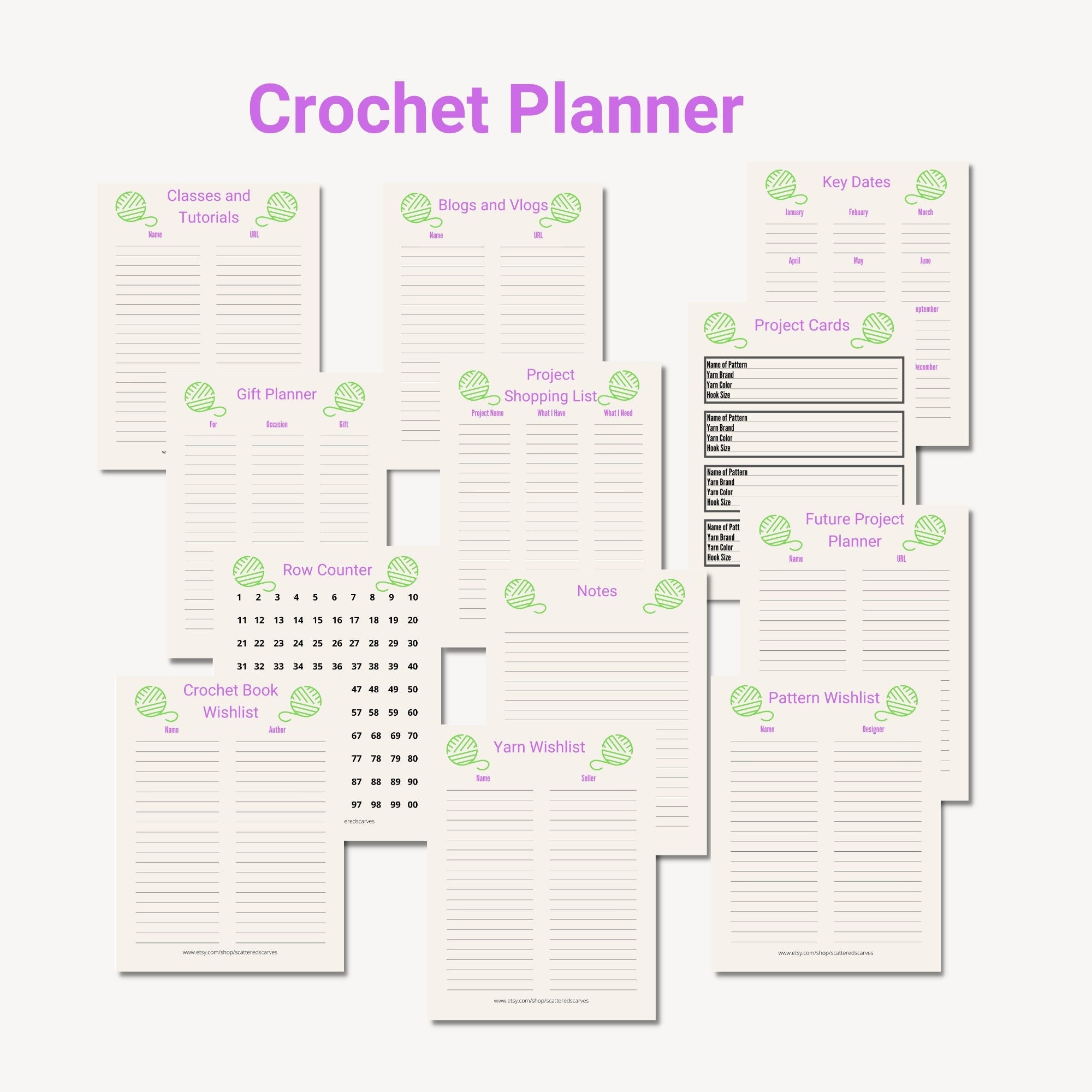 Printable Crochet Project Planner, Crochet Organizer, Project ...