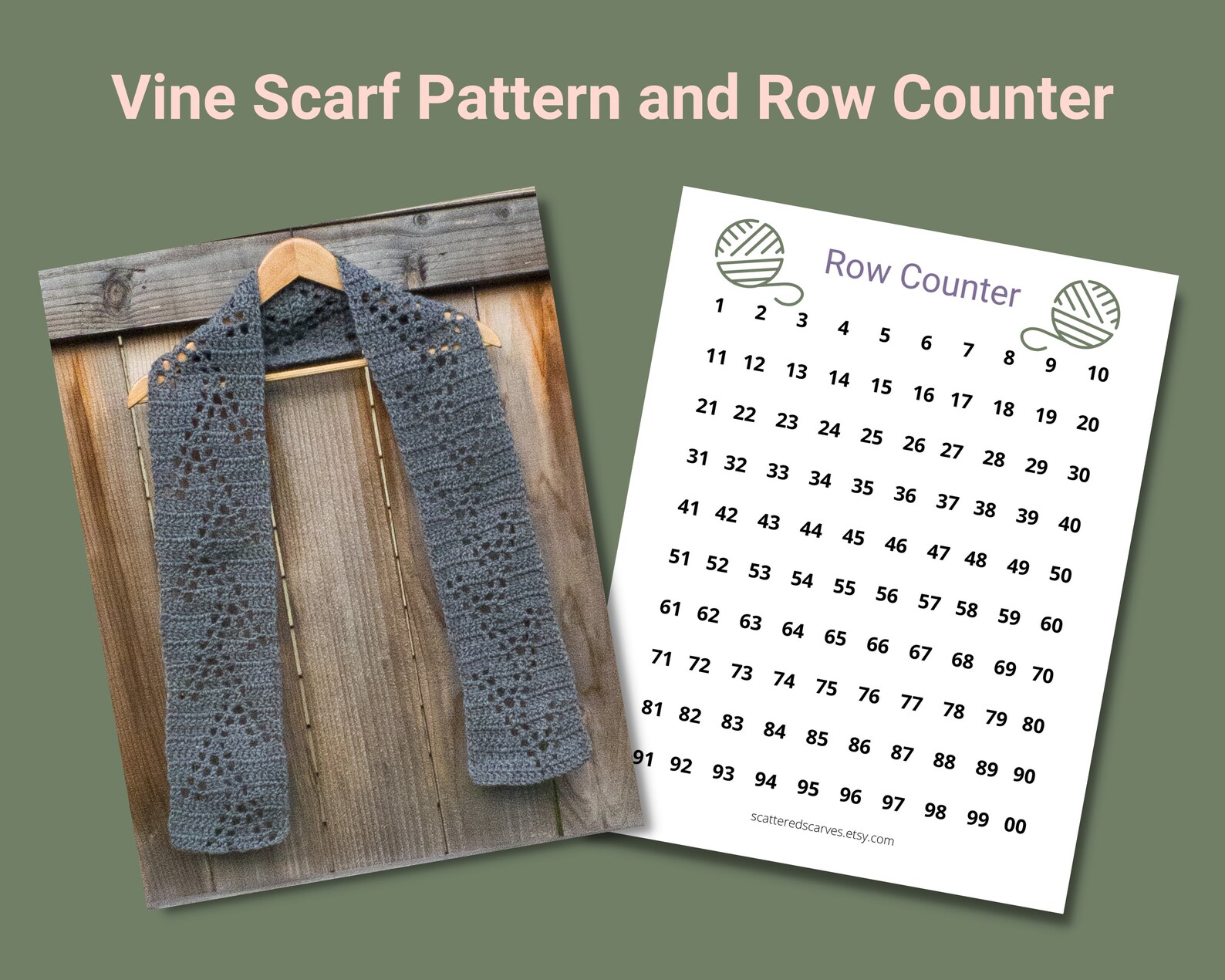 Snazzy Vine Scarf Filet Crochet Pattern and Project Tracker, Do It ...