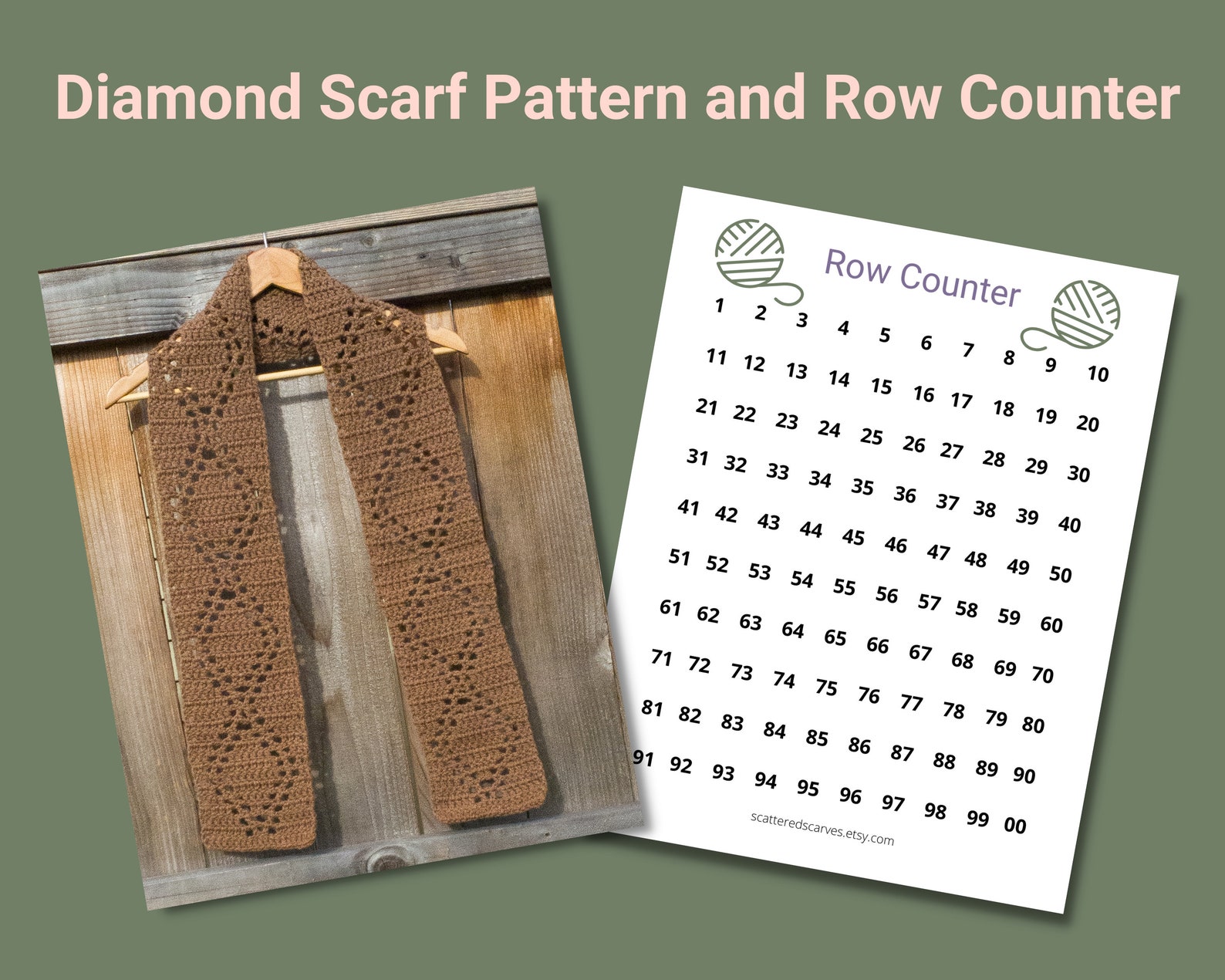 Diamond Scarf Crochet Pattern and Project Tracker, Do It Yourself ...
