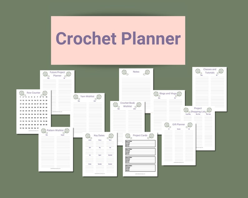 Printable Crochet Project Planner, Project Management, Birthday Tracker ...