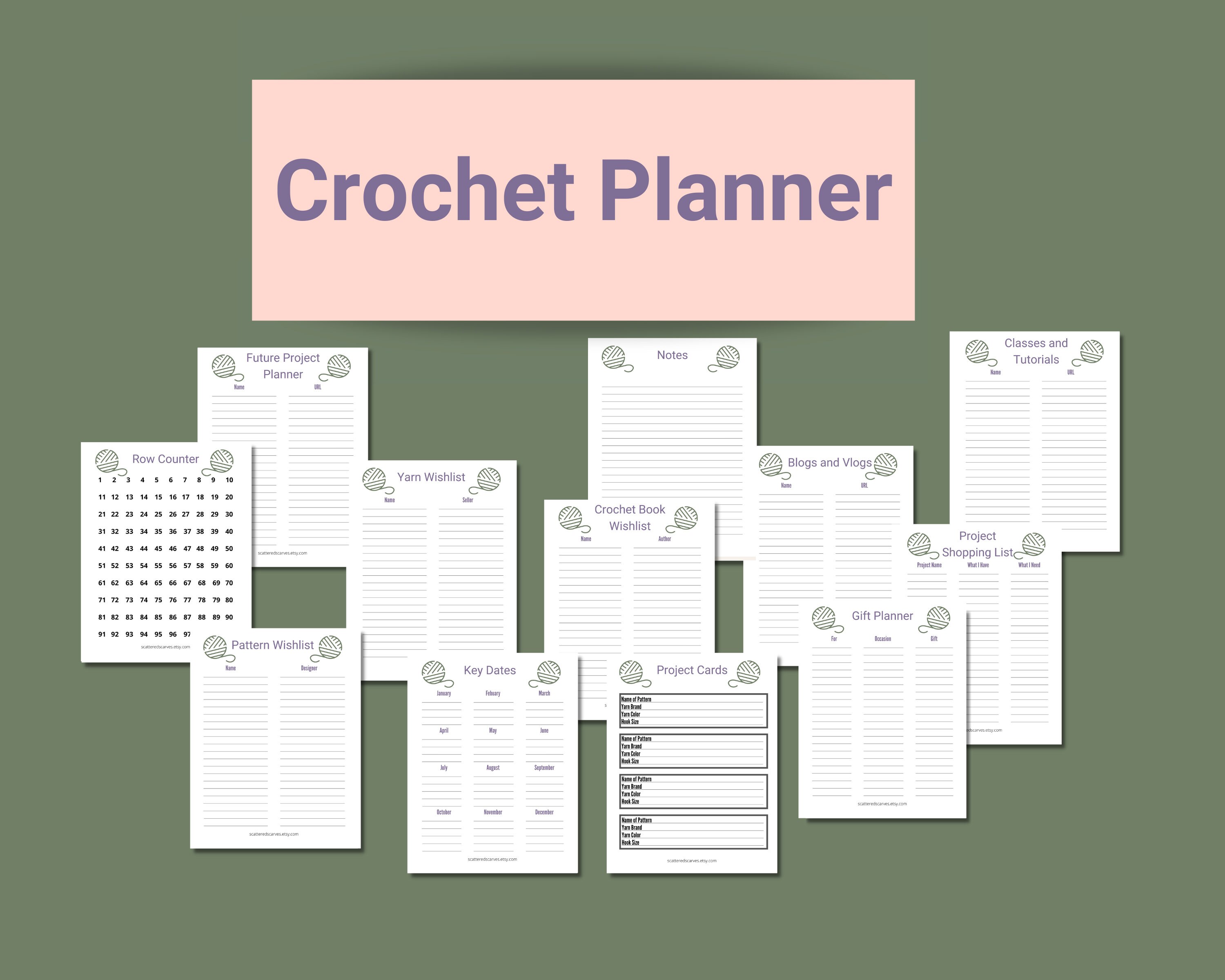 Printable Crochet Project Planner, Project Management, Birthday Tracker ...
