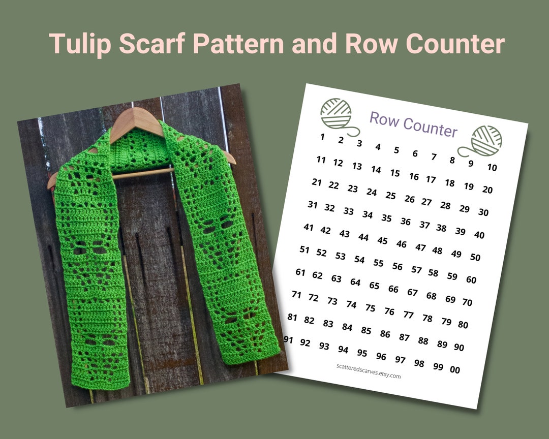 Summer Tulip Scarf Filet Crochet Pattern With Project Tracker (PDF) - Etsy