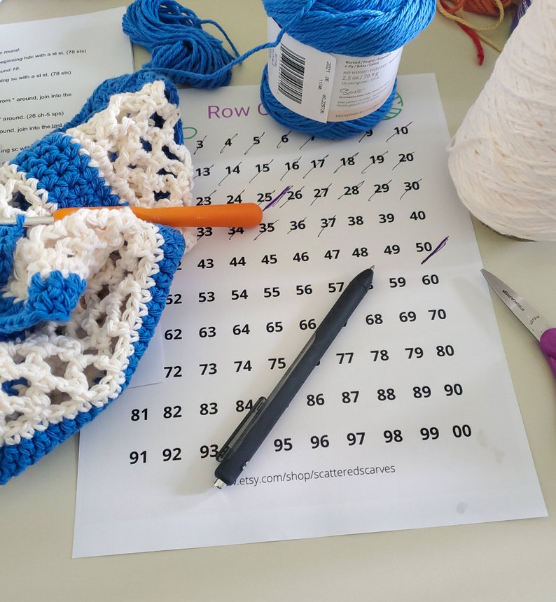 Printable Crochet Row Counter Knitting Row Counter Project - Etsy