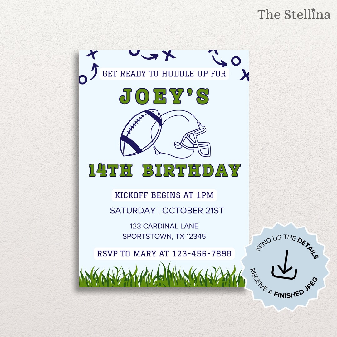 Huddle Up! Football-themed Birthday Invitation | Downloadable ...