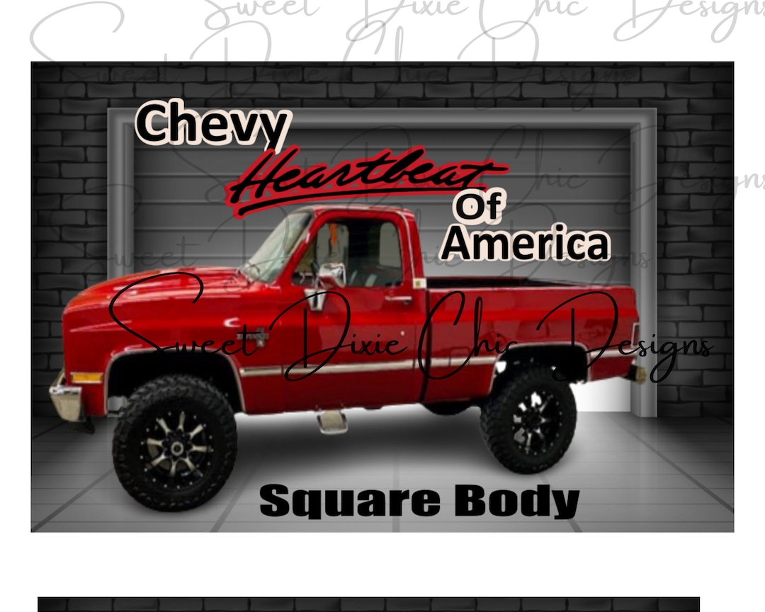 Red Square Body Short Bed Chevy Truck Png, Lifted Truck, 80s Chevy - Etsy