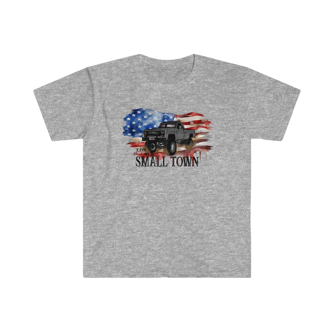 Small Town Muddy Truck American Flag Unisex Softstyle T-shirt - Etsy