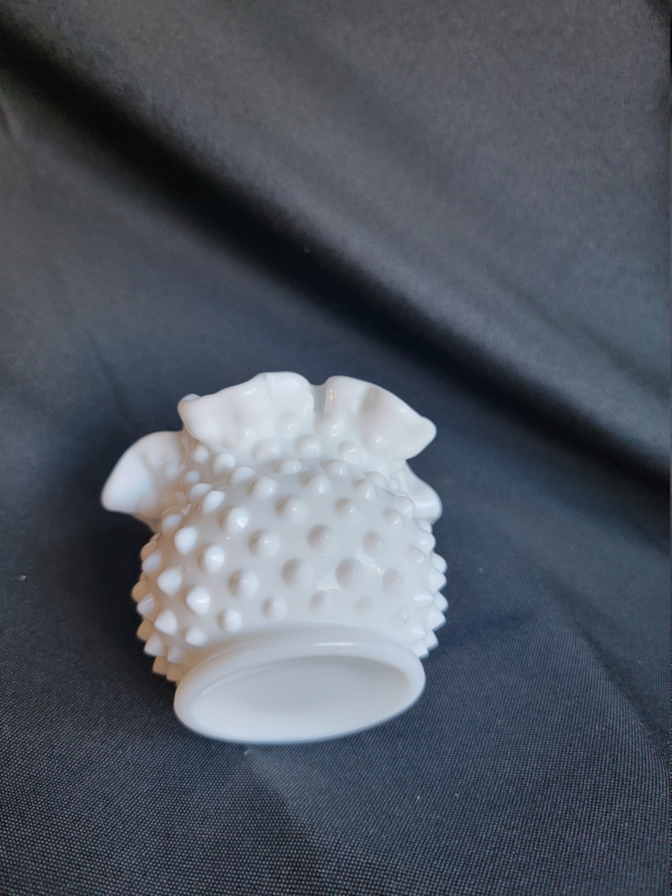 Vintage Fenton Hobnail Ruffled Ivy Milk Glass Vase - Etsy