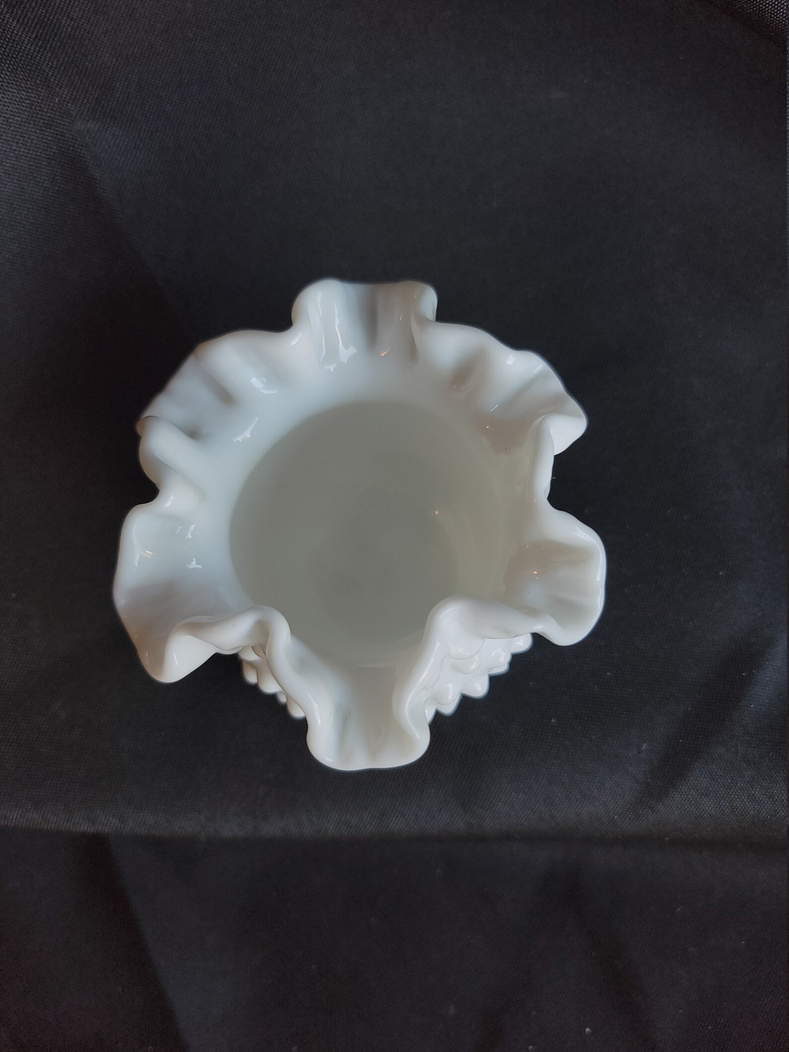 Vintage Fenton Hobnail Ruffled Ivy Milk Glass Vase - Etsy