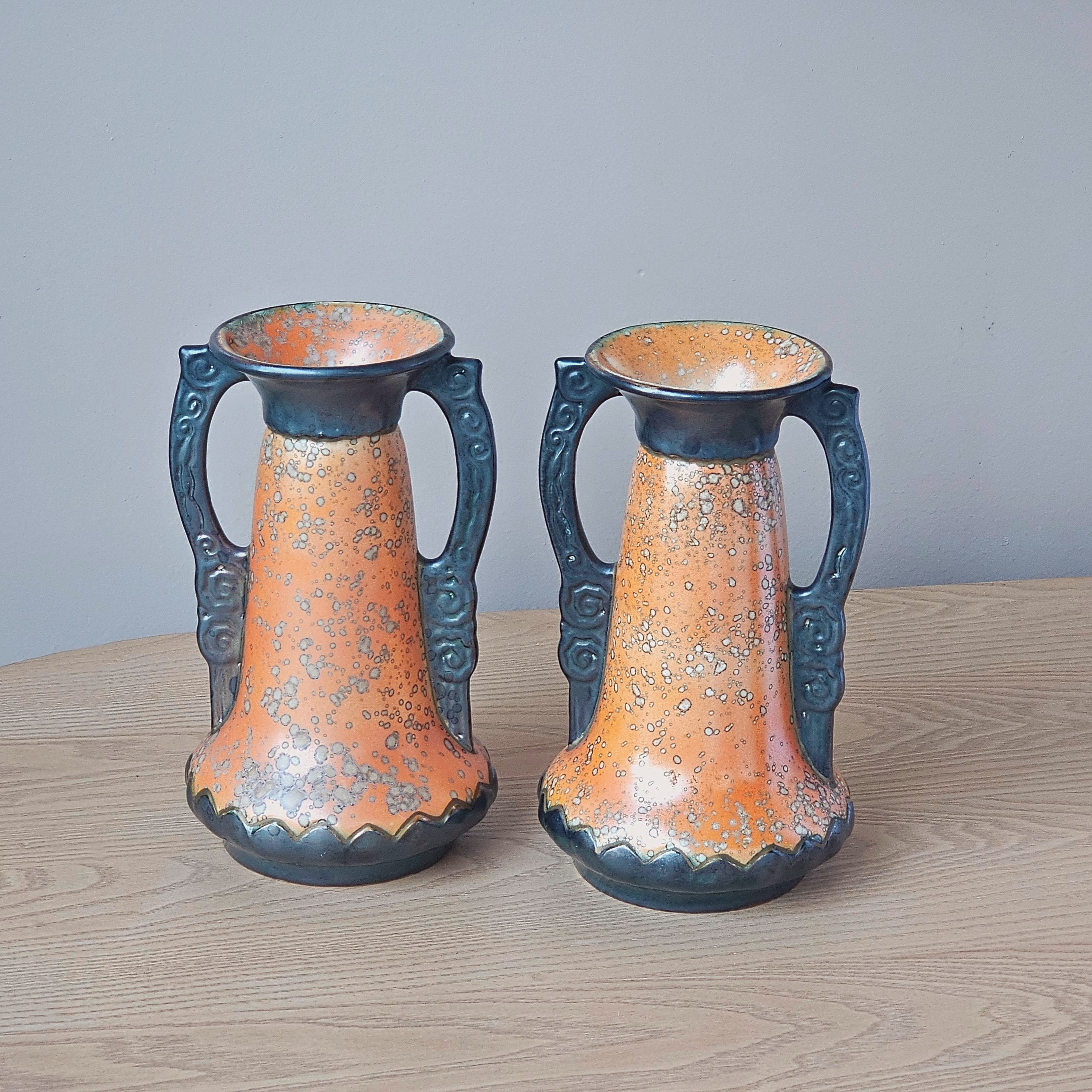 1930s Ditmar Urbach Orange Alienware Vases Set of 2 Czech - Etsy