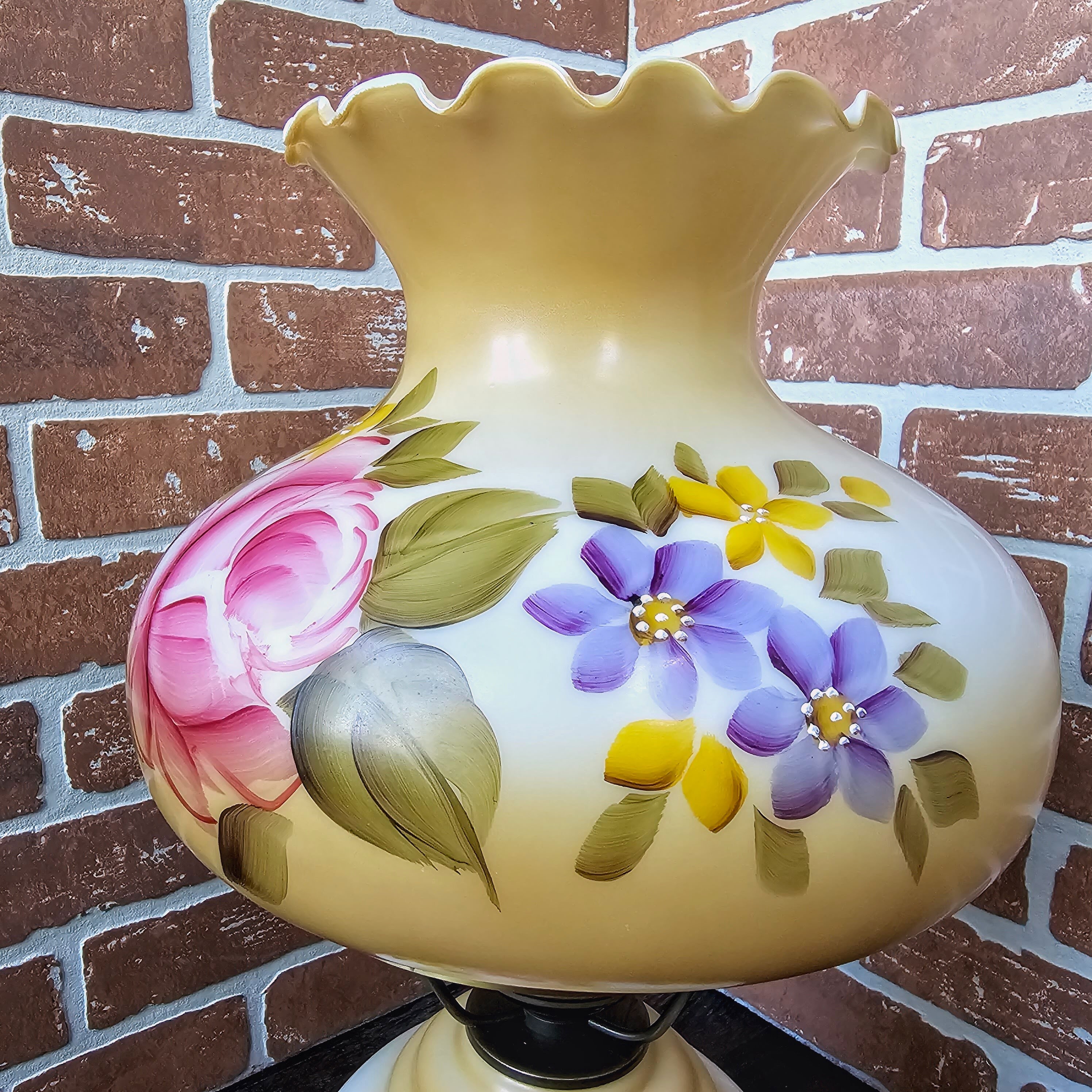 Antique Victorian Parlor Lamp, Hand Painted, 2-bulb Hurricane Lamp ...