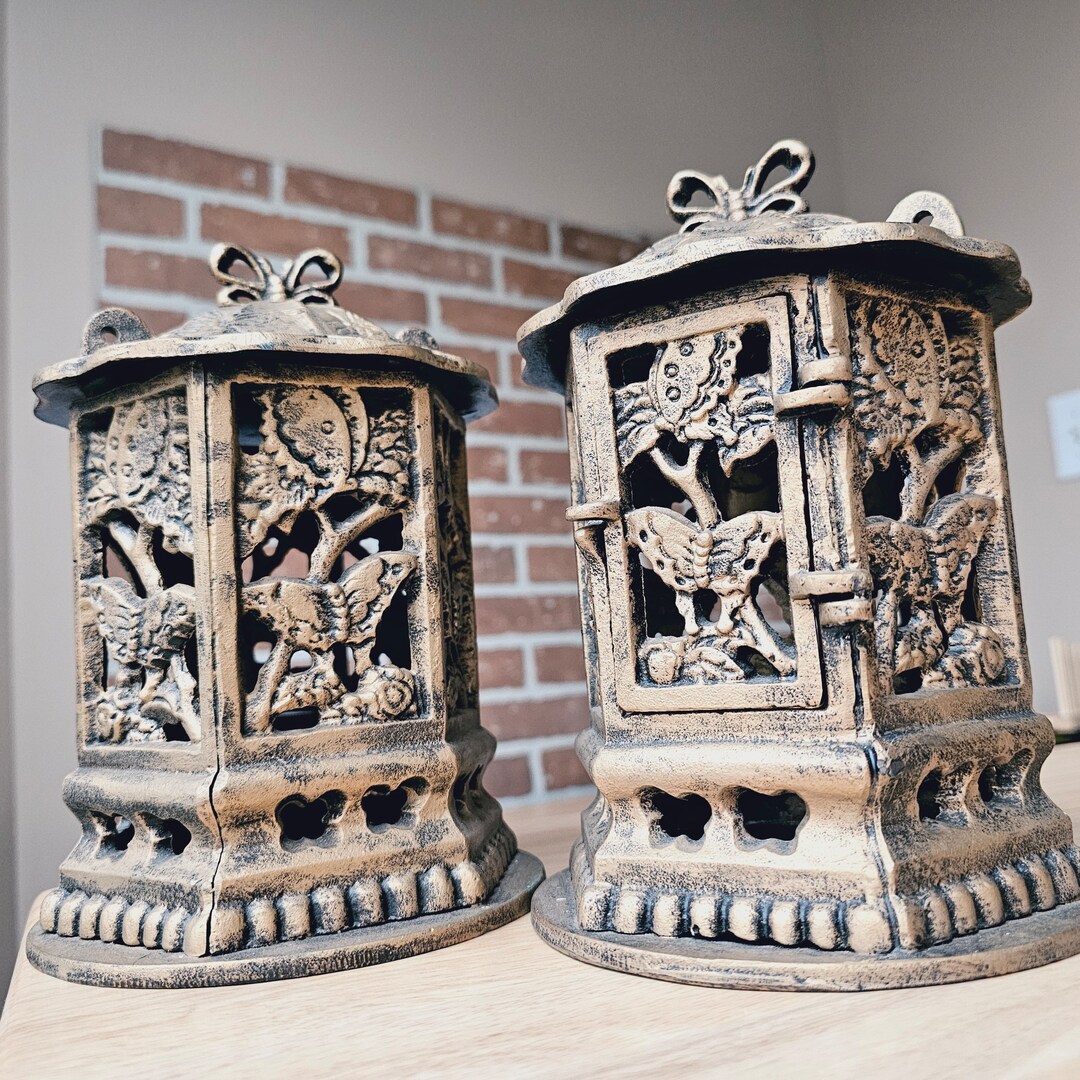 Pair of Japanese Cast Iron Garden Lanterns | Candle Lanterns ...
