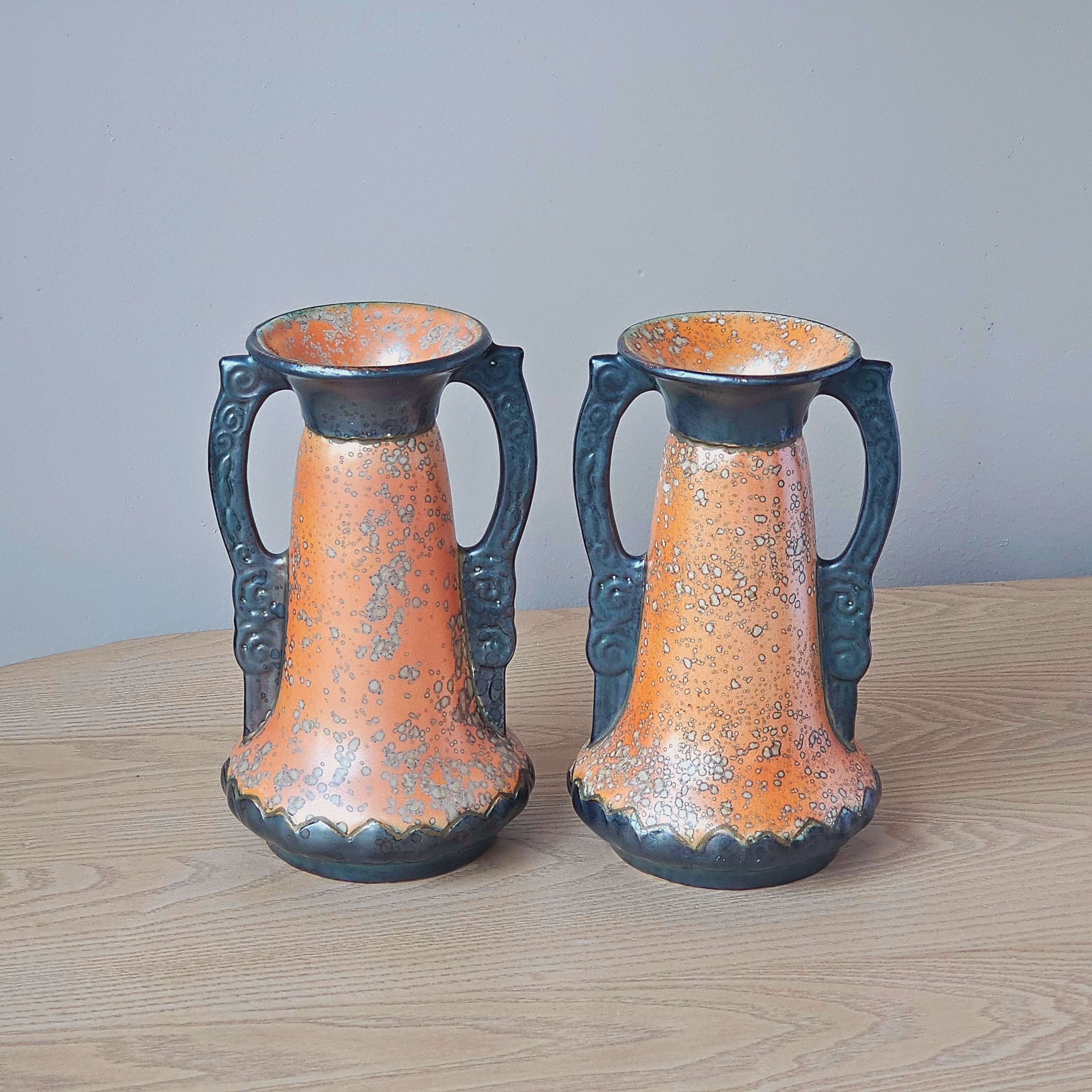 1930s Ditmar Urbach Orange Alienware Vases Set of 2 Czech - Etsy