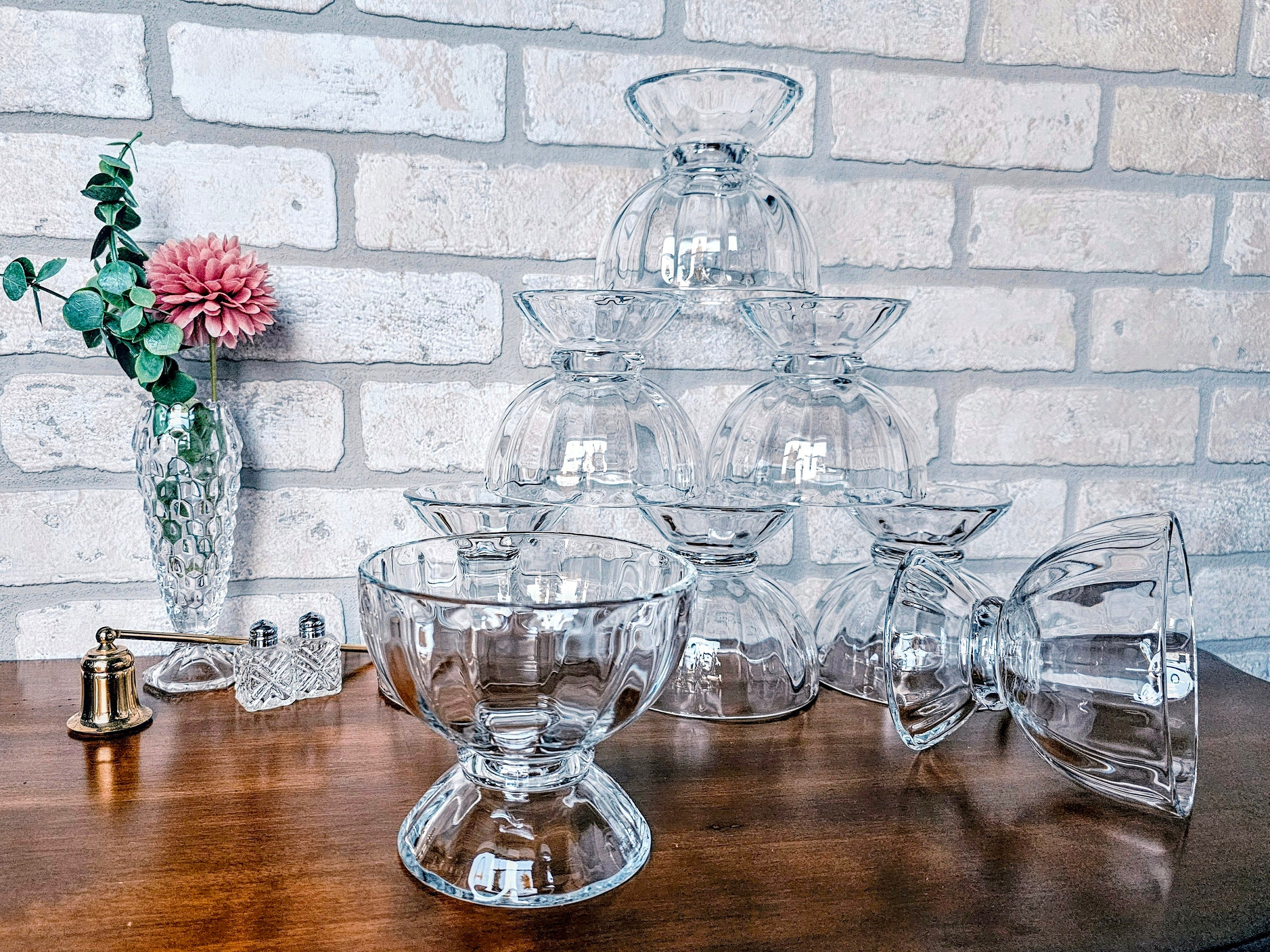 Set of 8 Vintage Libbey Sundae Glasses Pedestal Ice Cream Sundae Bowls ...