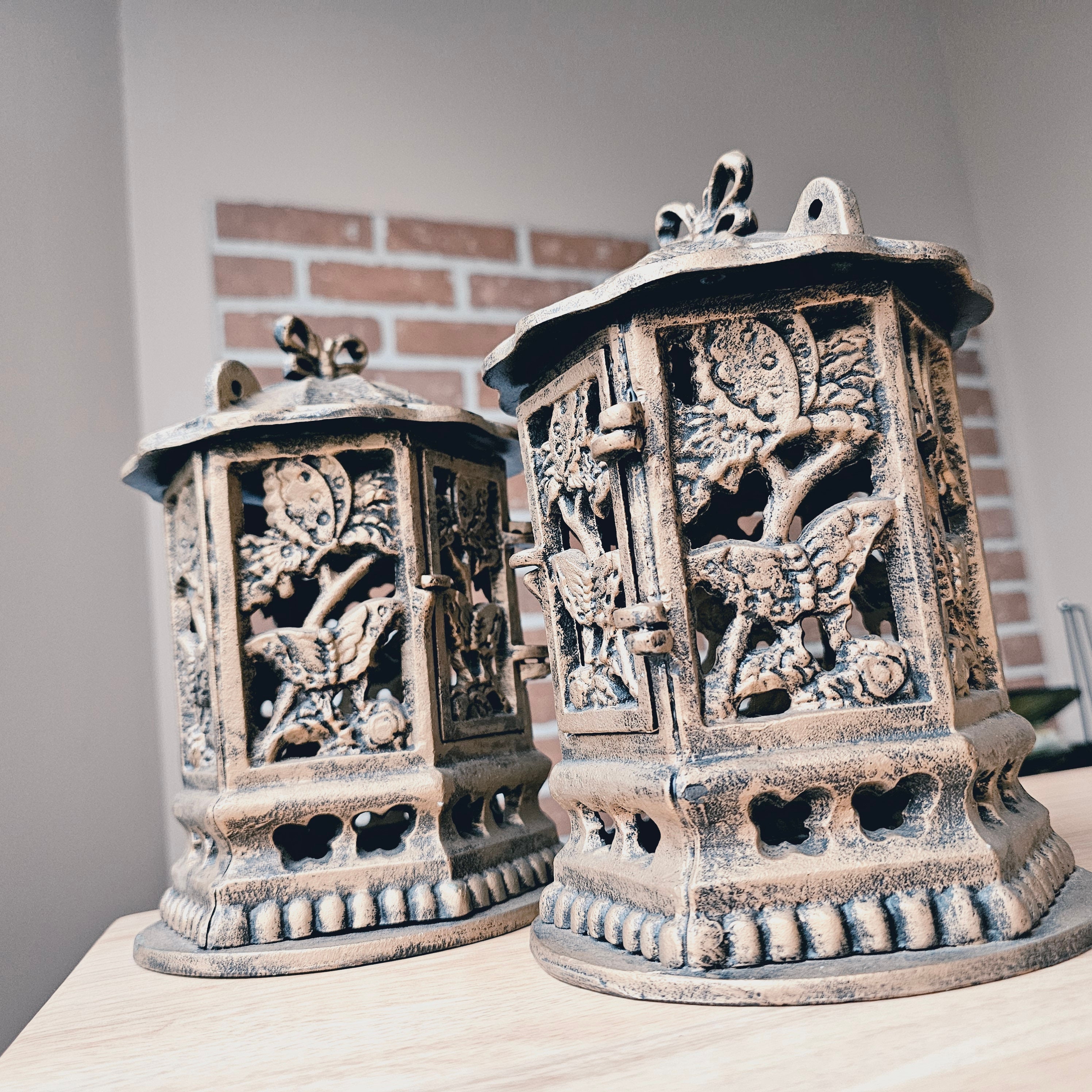 Pair of Japanese Cast Iron Garden Lanterns Candle Lanterns - Etsy