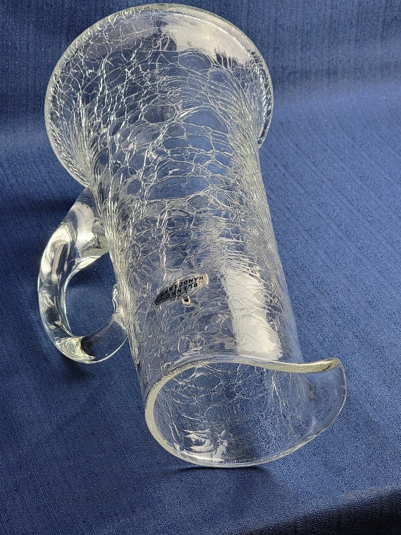 Vintage Blenko Handcrafted Crackle Glass Tall Pitcher - Etsy