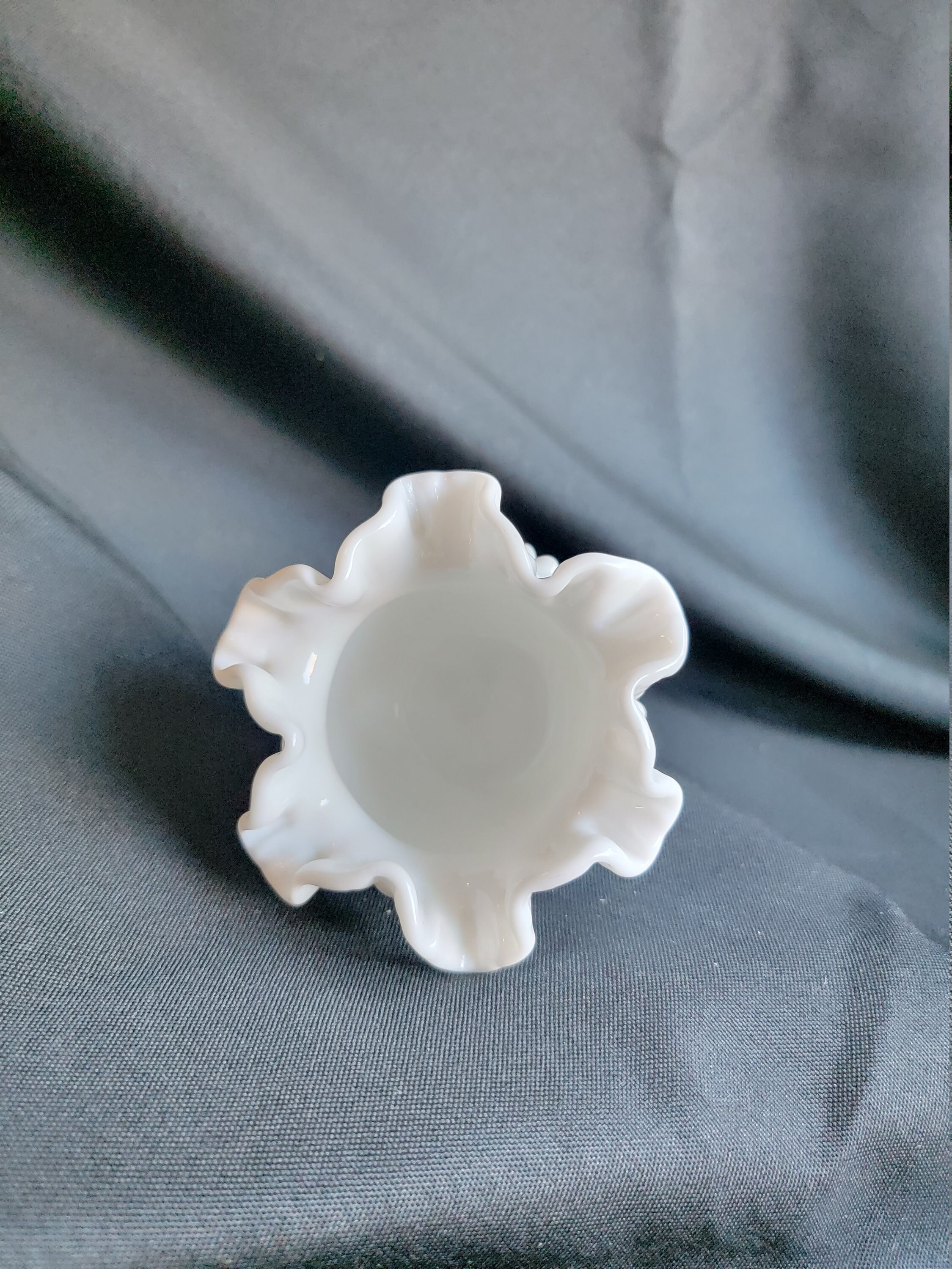 Vintage Fenton Hobnail Ruffled Ivy Milk Glass Vase - Etsy