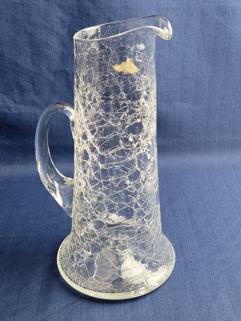 Vintage Blenko Handcrafted Crackle Glass Tall Pitcher - Etsy