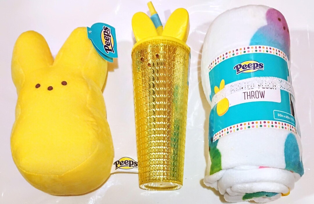 PEEPS GIFT SET - Plush Bunny, Tumbler With Straw, & Soft Throw Blanket ...