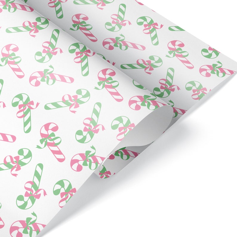 Pastel Christmas Peppermint Candy Canes Wrapping Paper - Etsy