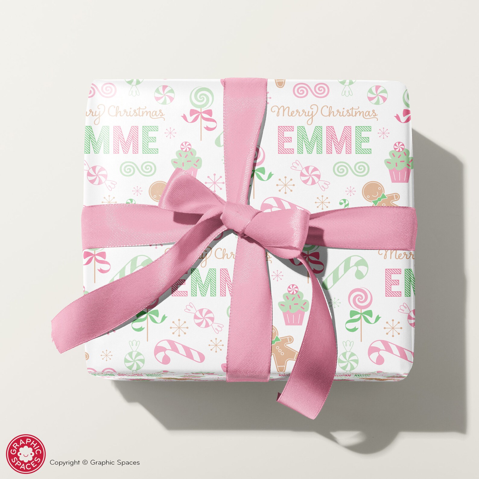 Pastel Christmas Candy Wrapping Paper Personalized Name - Etsy