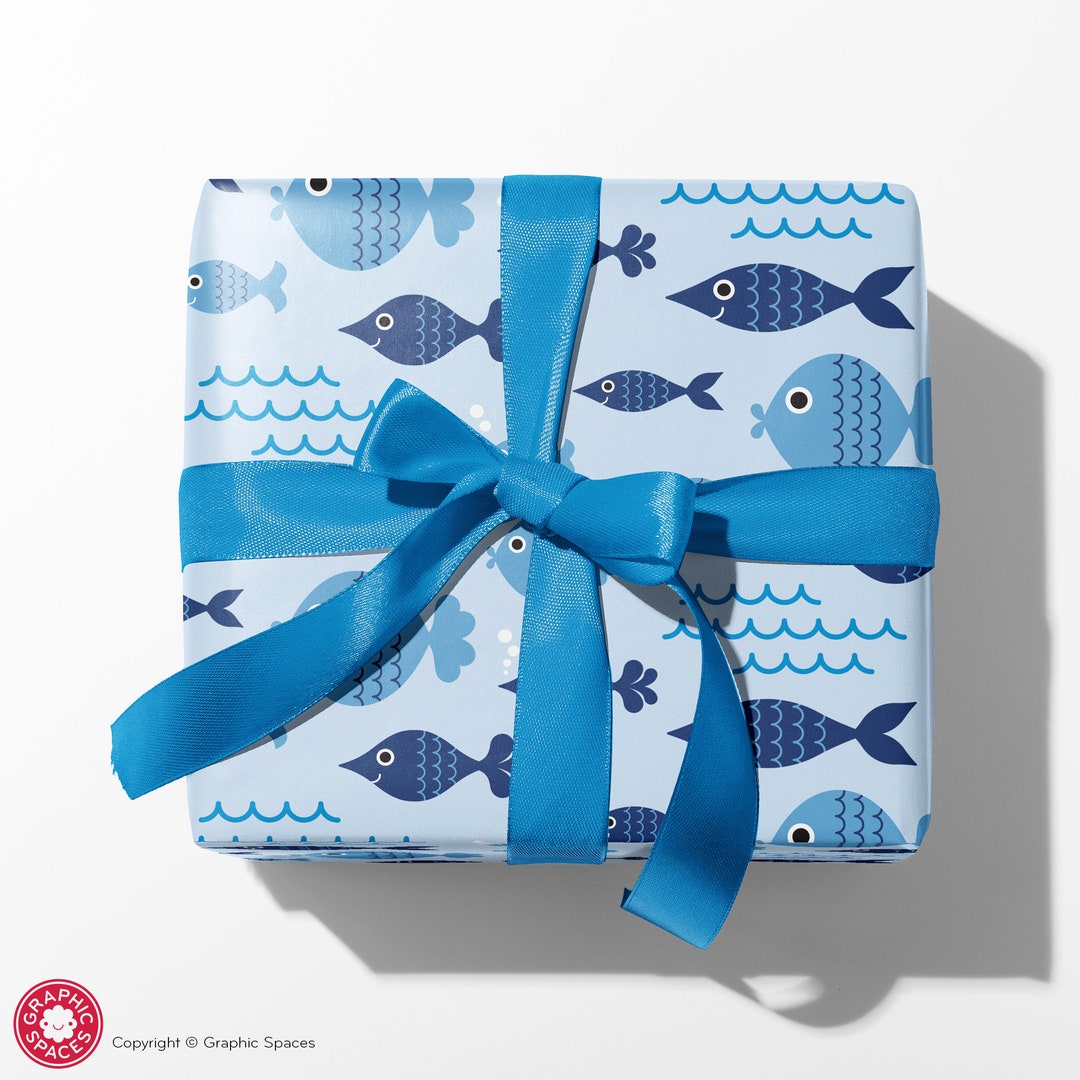 Fish Wrapping Paper, Under the Sea, Ocean Birthday, Baby Shower, Kids ...