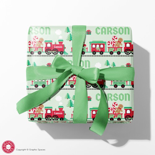 Tractor Christmas Tree Farm Wrapping Paper Personalized Name - Etsy