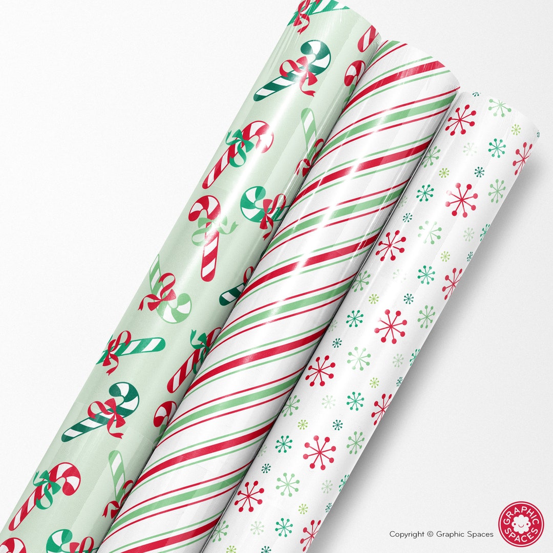 Set of 3 Christmas Wrapping Papers - Assorted Variety Pack, Holiday ...