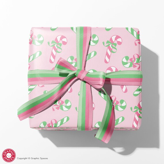 Pastel Christmas Peppermint Candy Canes Wrapping Paper - Etsy