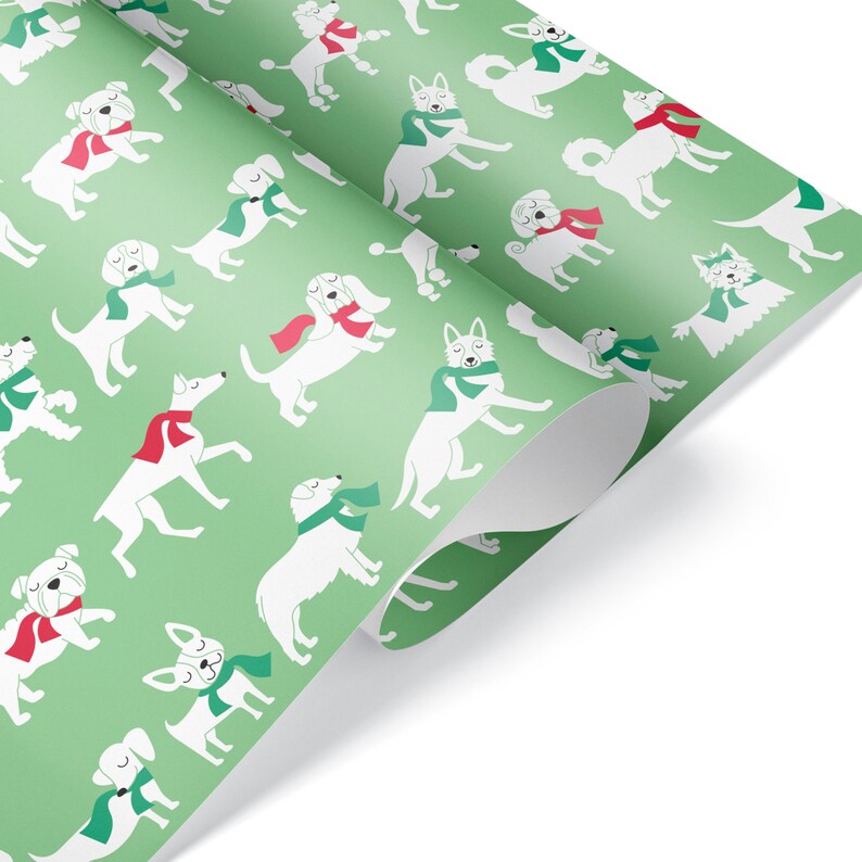 Christmas Dogs Wrapping Paper, Holiday Puppy Gift Wrap, Dog-lover, Kids ...