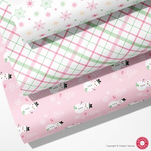 Set of 3 Pastel Christmas Wrapping Papers - Assorted Variety Pack, Pink ...