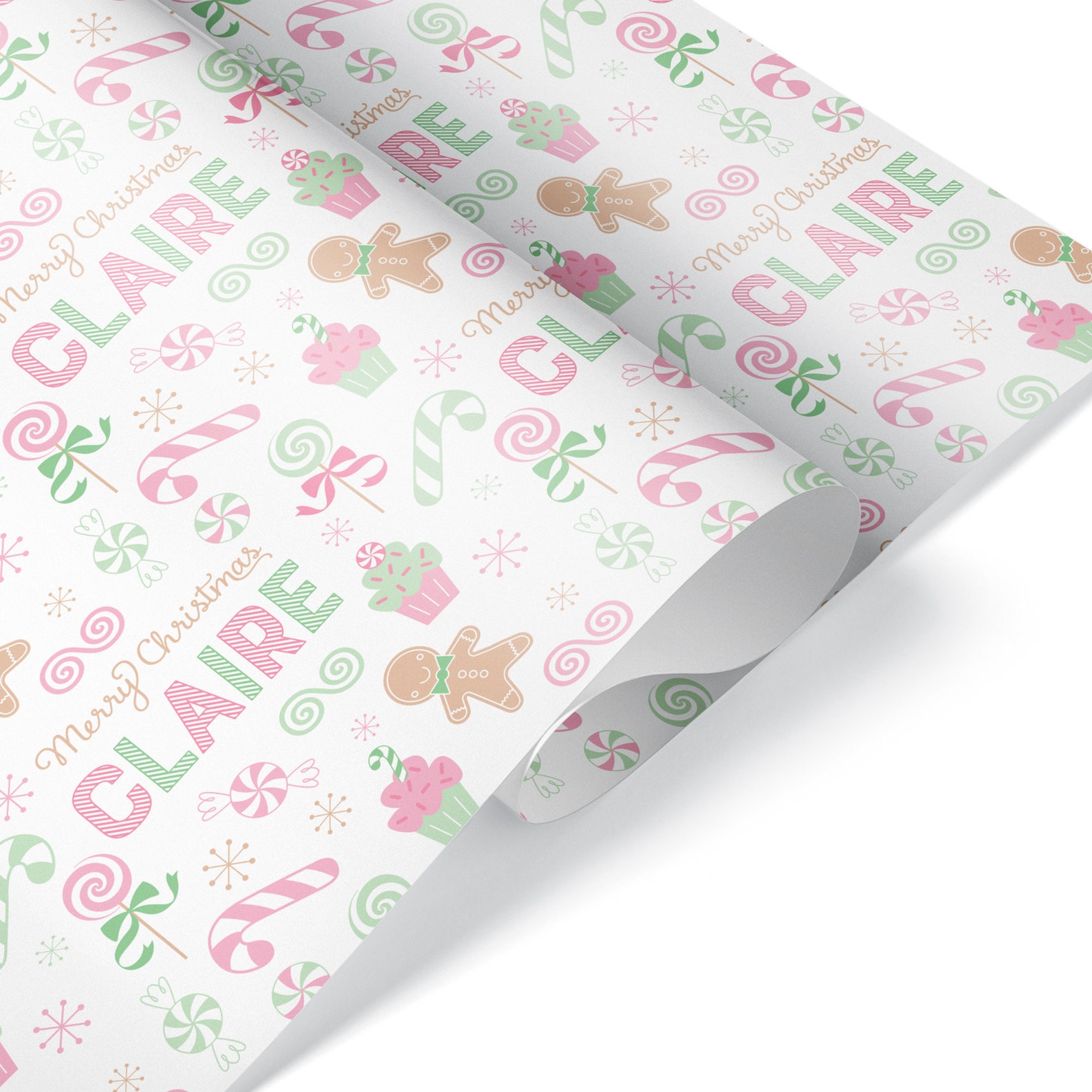 Pastel Christmas Candy Wrapping Paper Personalized Name - Etsy