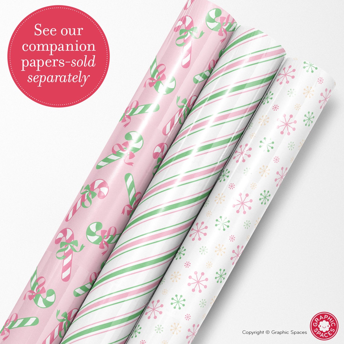 Pastel Christmas Peppermint Candy Canes Wrapping Paper - Etsy