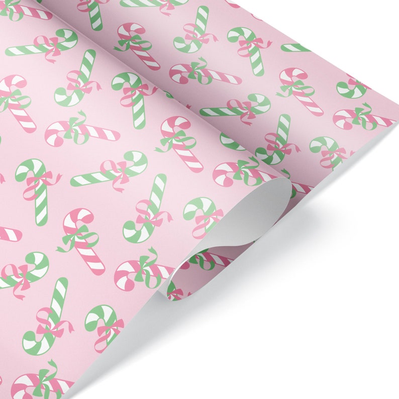 Pastel Christmas Peppermint Candy Canes Wrapping Paper - Etsy