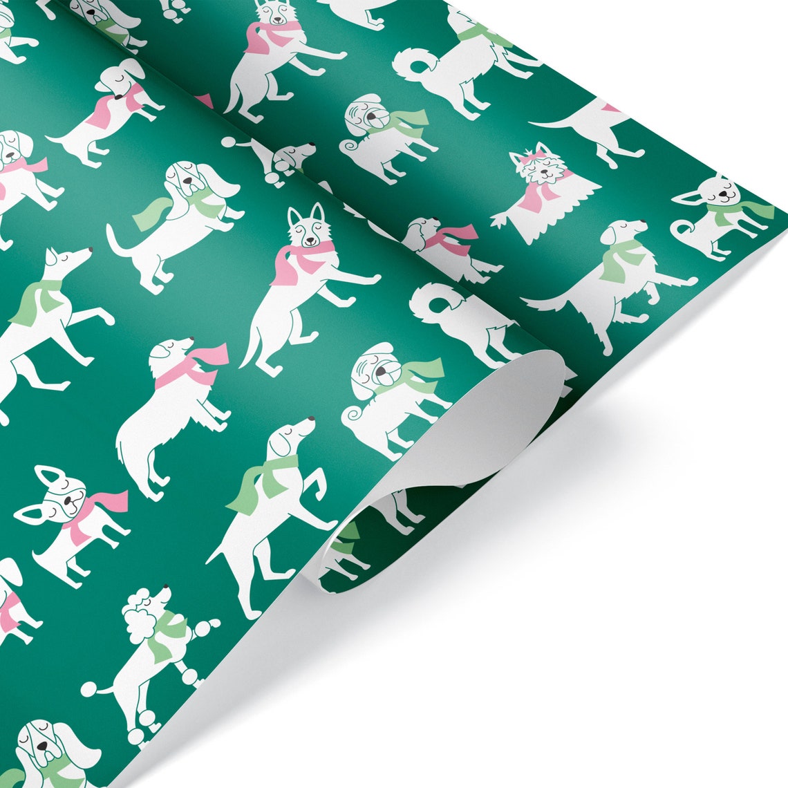Christmas Dogs Wrapping Paper, Holiday Puppy Gift Wrap, Dog-lover, Kids ...