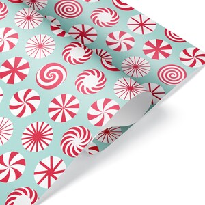 Pastel Christmas Peppermint Candy Wrapping Paper, Pink & Green Holiday ...