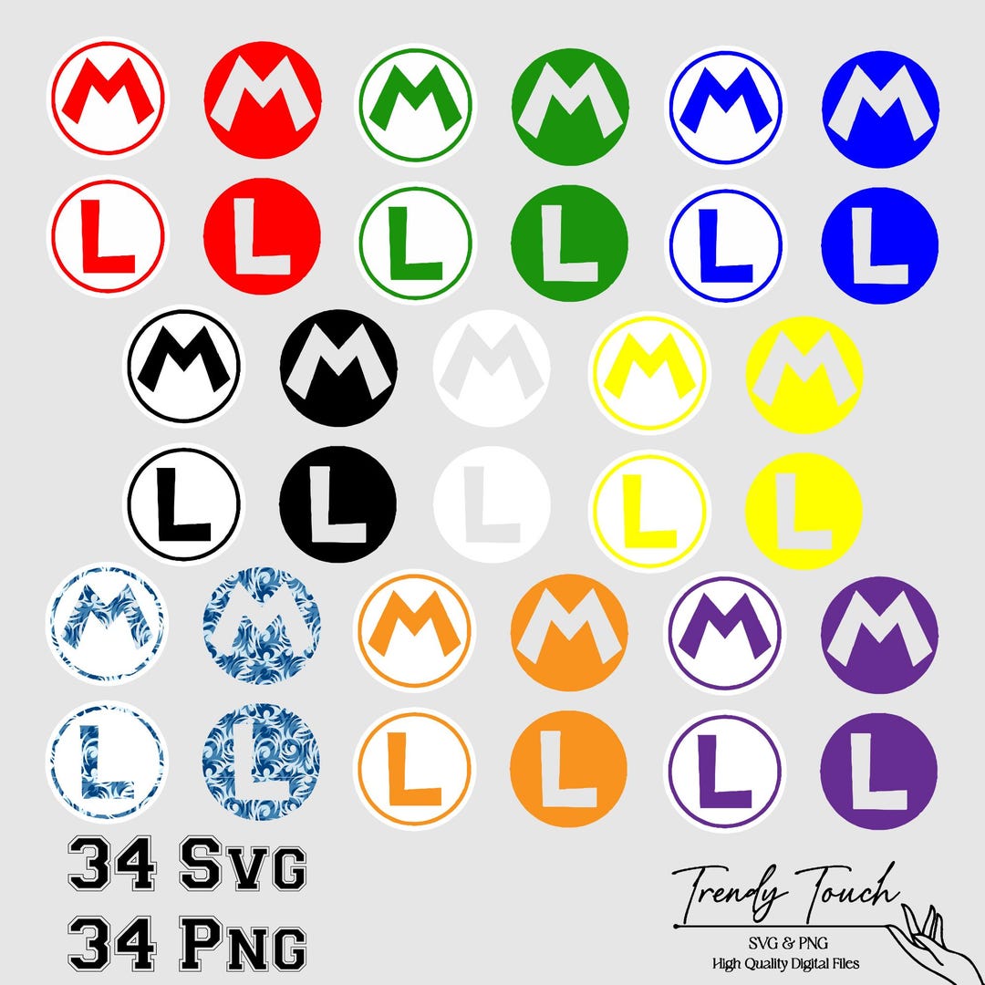 INSTANT DOWNLOAD Mario and Luigi Svg, Jpeg, Dxf and Png for T-shirts ...